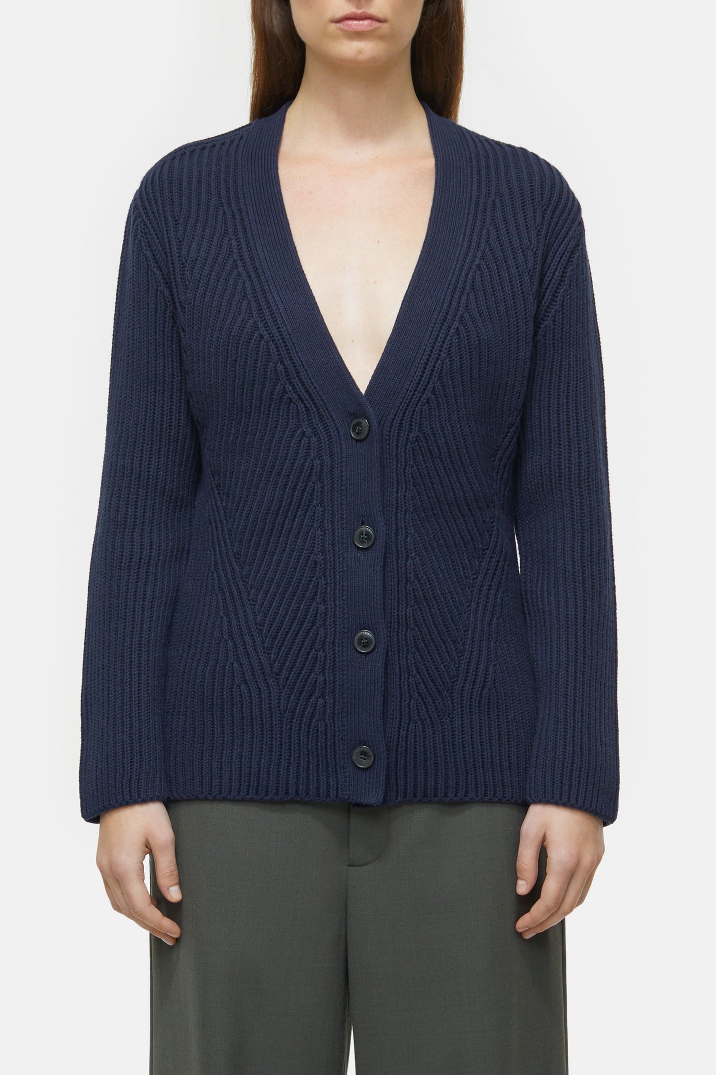V CARDIGAN LONG SLEEVE KNITS DARK NIGHT | Online Outlet | Otrium